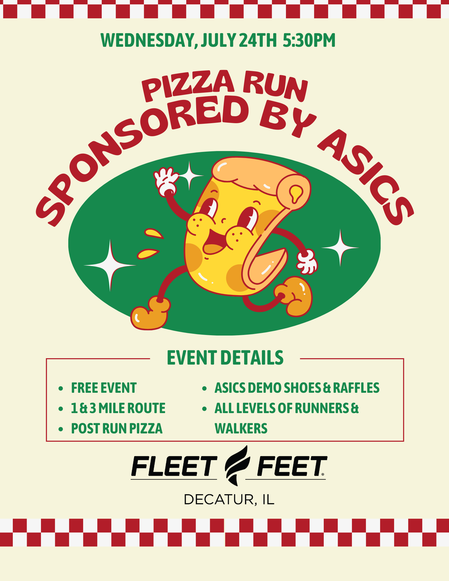 Pizza Run with Asics - Fleet Feet Decatur, IL