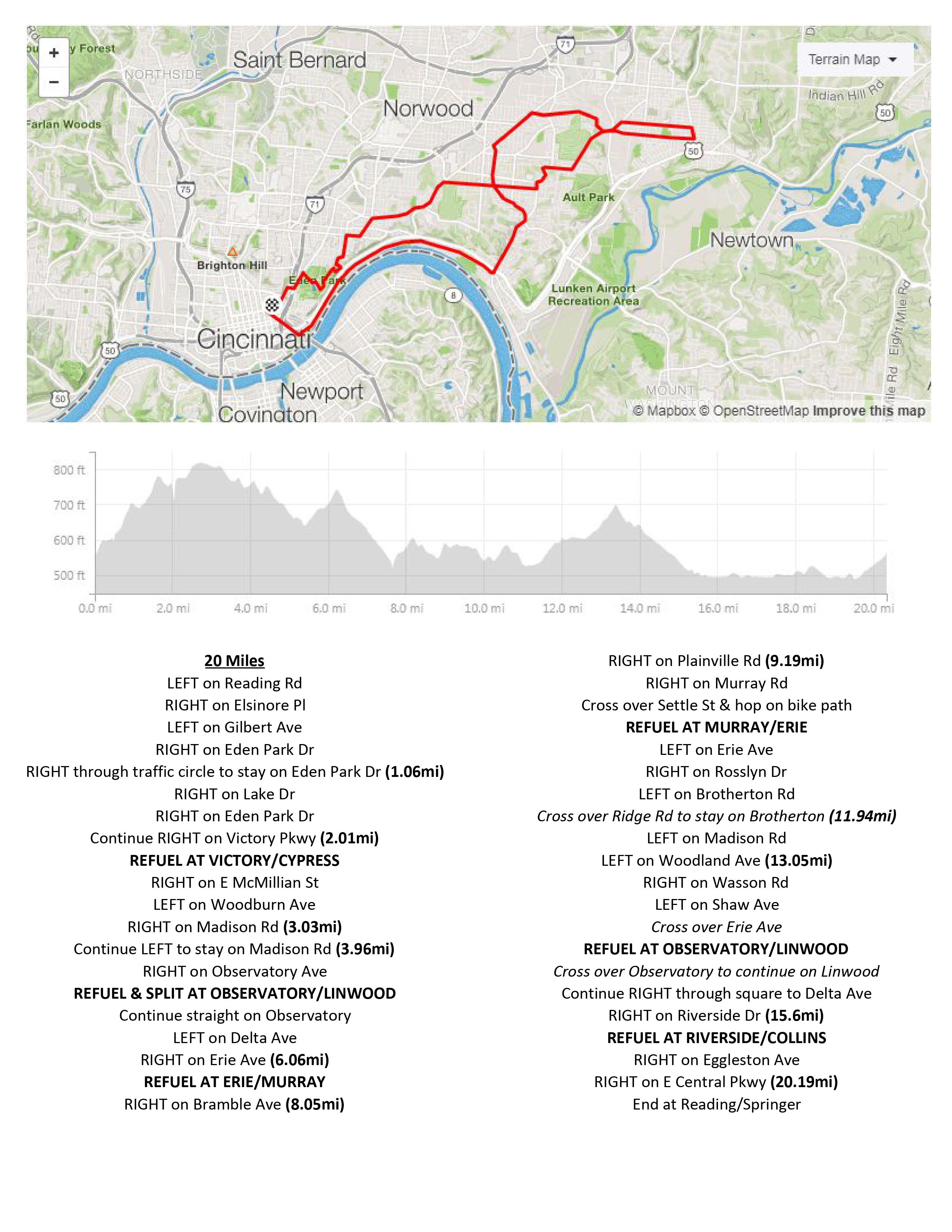 20 Mile Route - Fleet Feet Cincy