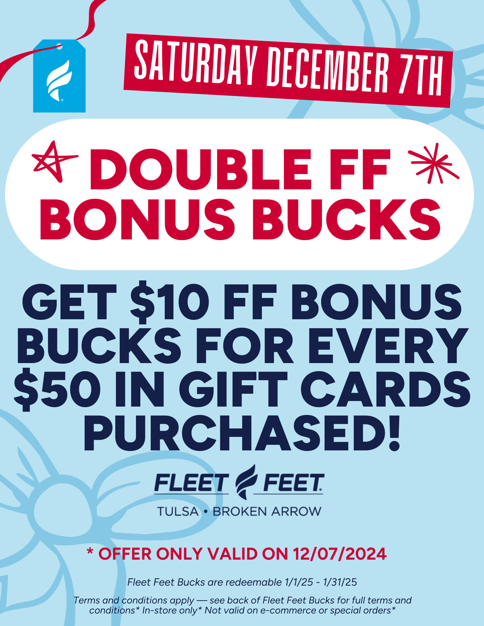 Double FF Bonus Bucks - Saturday December 7th - Fleet Feet Tulsa